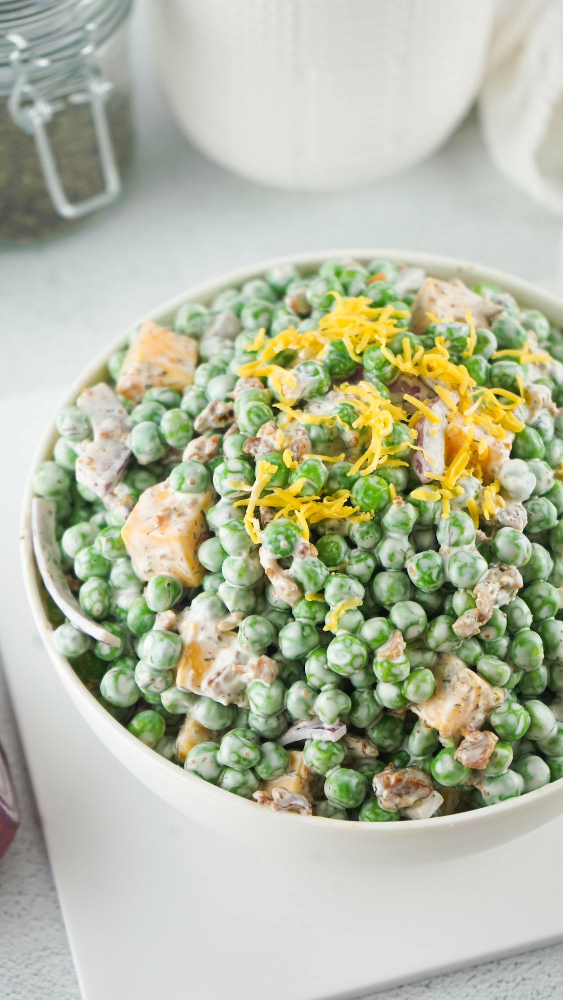 Old-Fashioned Pea Salad Recipe - Couch Potato Camping