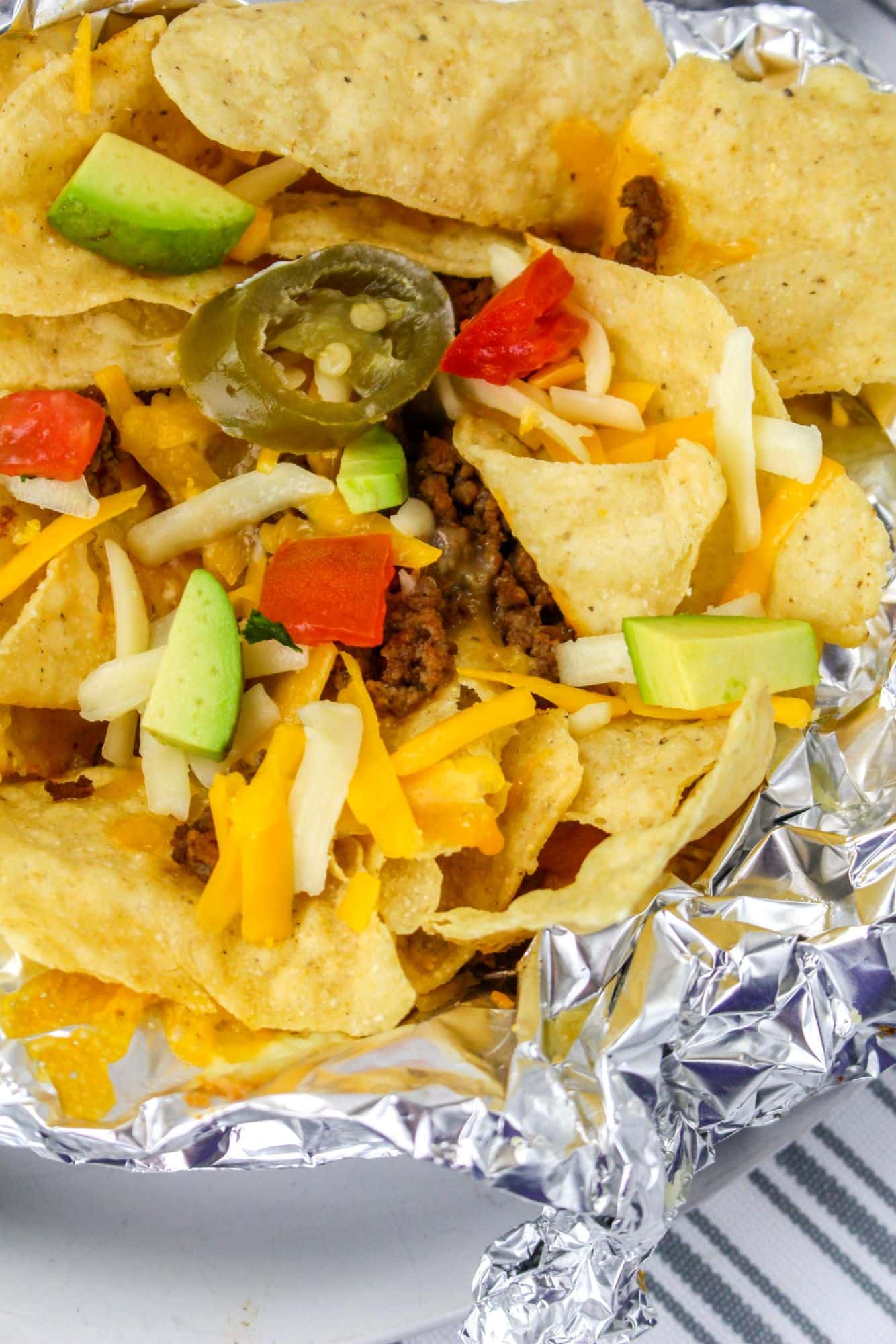 Foil Packet Nachos (Grill or Oven Baked) - Couch Potato Camping